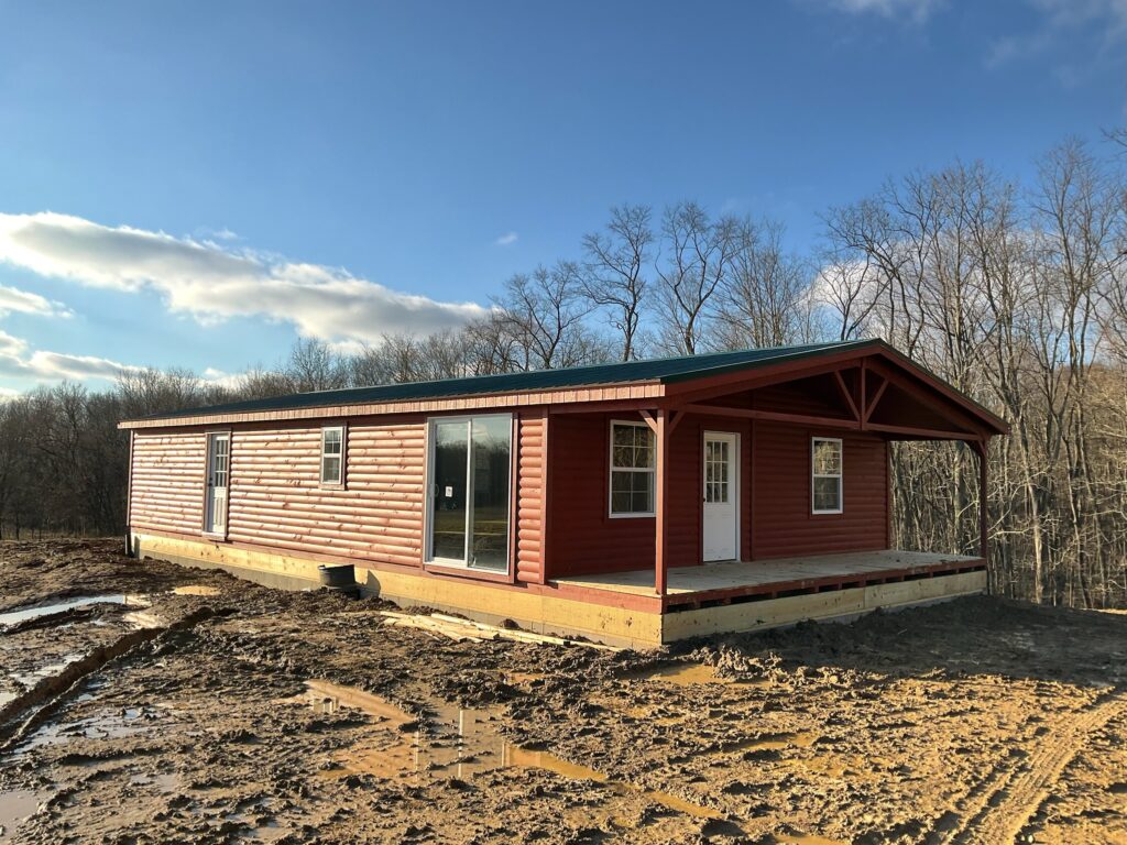 Log Double Wide Cottage Premier (Gable Porch) - Lakeside Cabins
